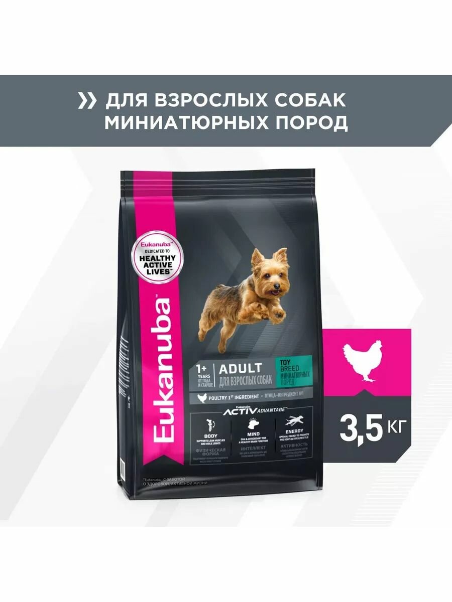 Сухой корм Eukanuba Adult Toy Breed 3,5 кг для собак миниатюрных пород с птицей