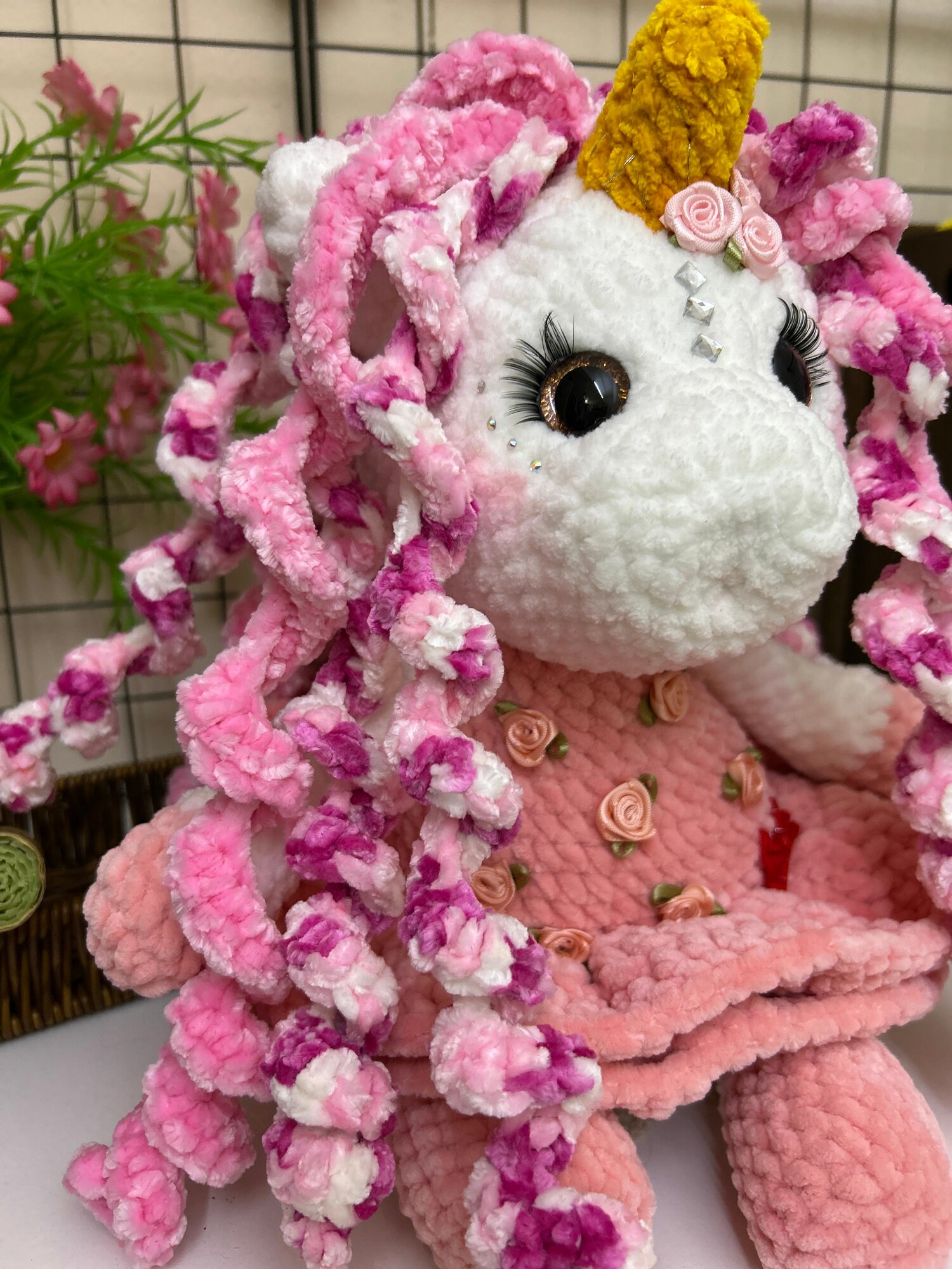 Вязаная игрушка единорог ручной работы. Единорог. Мягкая игрушка в подарок