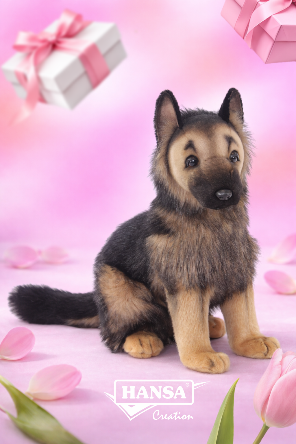 Реалистичная мягкая игрушка 3995 Hansa Creation Щенок немецкой овчарки, 41 см