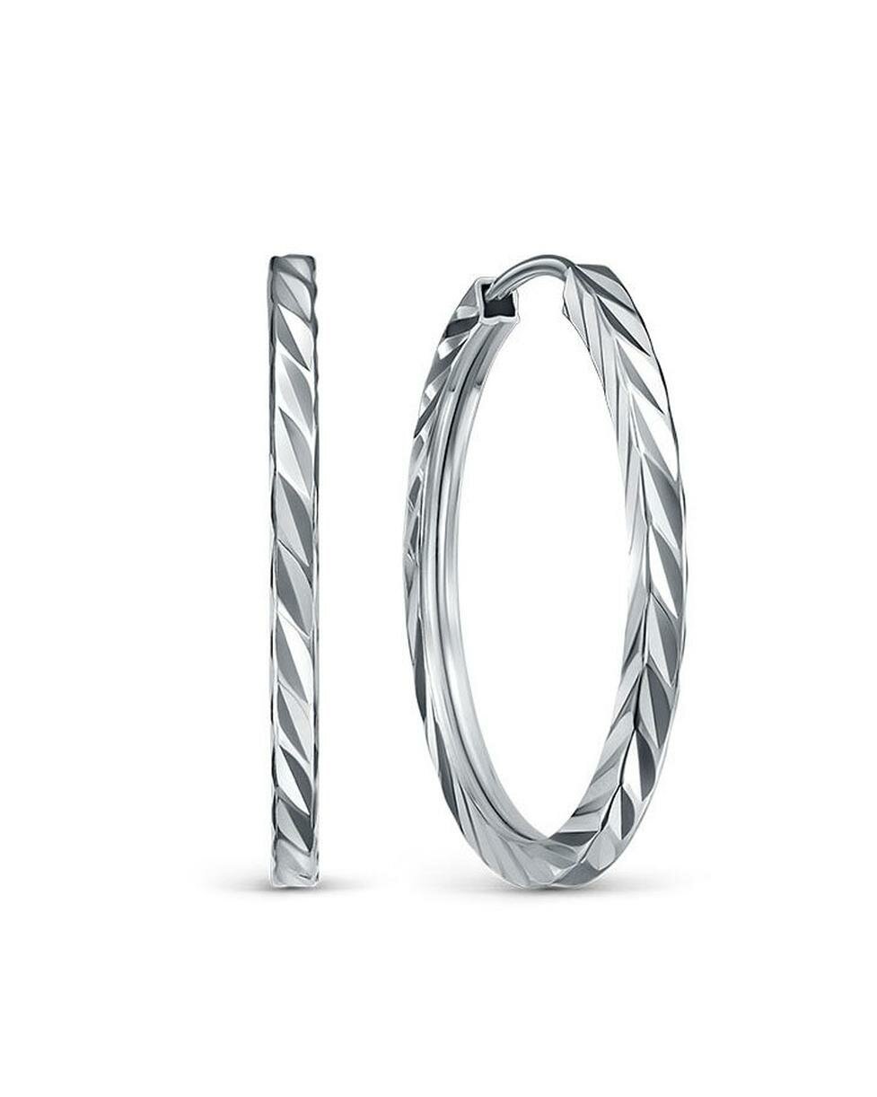 Серьги двусторонние, конго BERGER, серебро, 925 проба, родирование