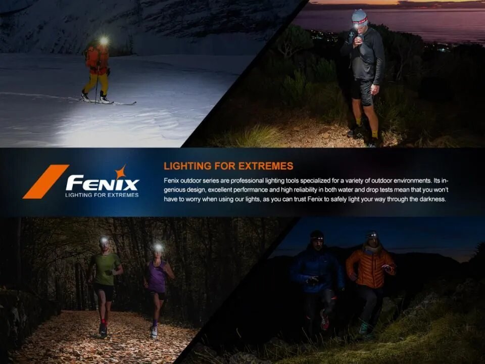 Фонарь налобный Fenix HL32R-T для трейлраннинга, черный, влагозащита, встроенный аккумулятор — фото 1