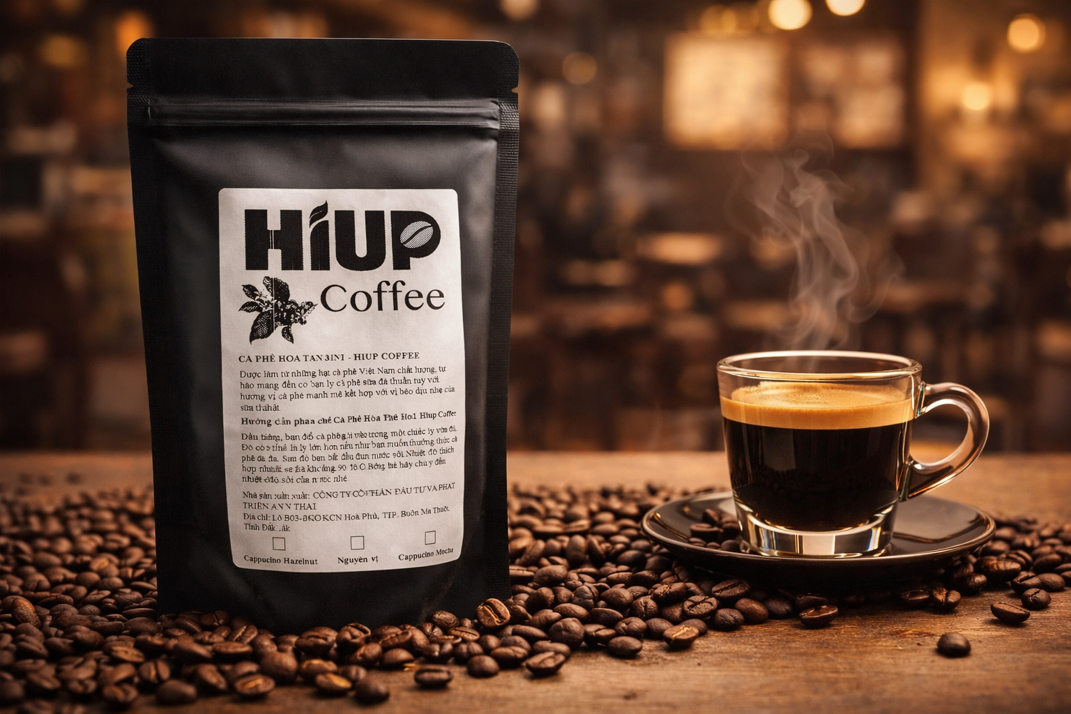 Растворимый кофе Hiup "Coffee Cappuccino mocha", порошковый, Вьетнам, 100г