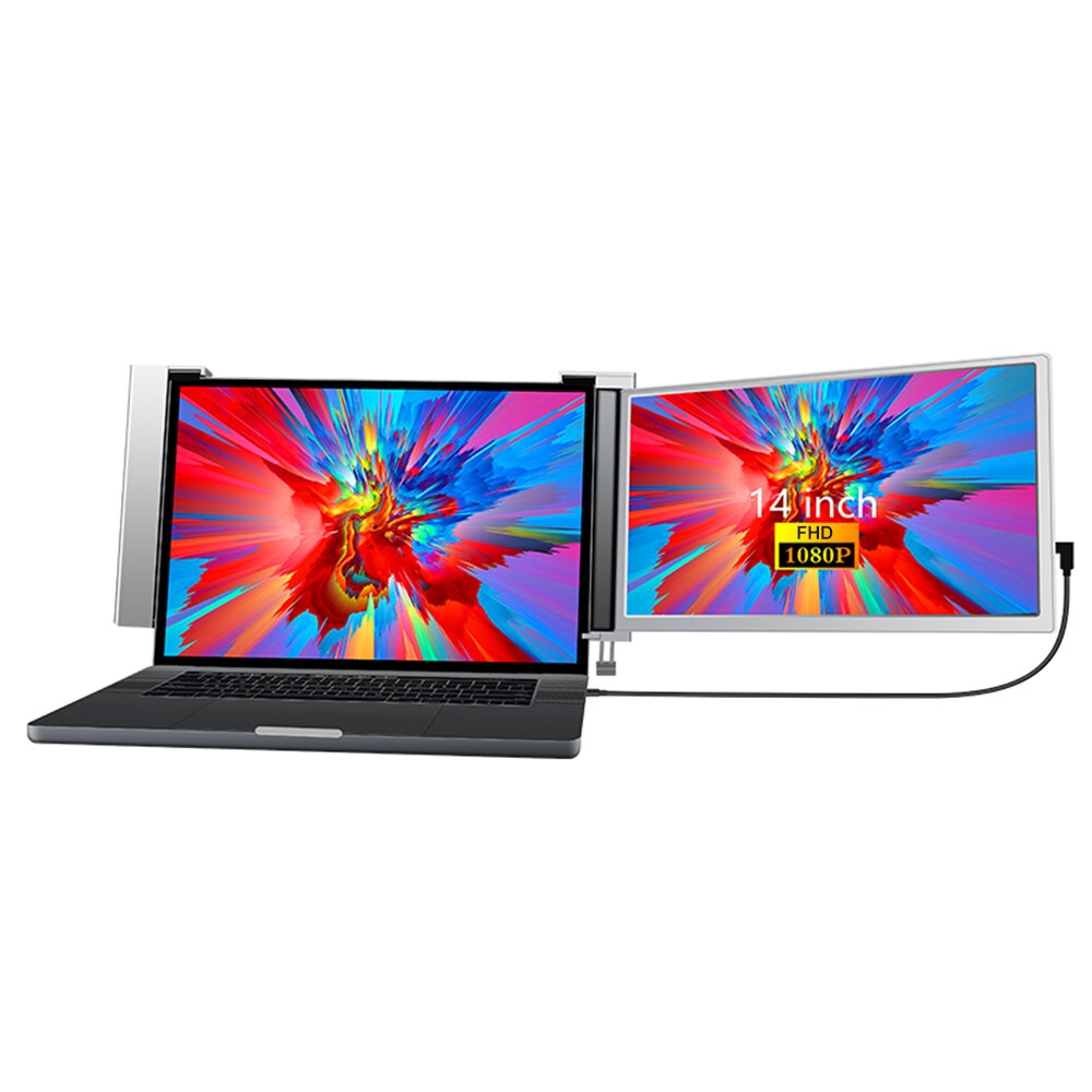 Портативный Монитор: Full HD IPS Экран 1920x1080 Быстрое Подключение Plug-and-Play - Компактный Вес 750 Грамм Ультратонкий Дизайн <8.5 мм Двухэкранный Ноутбук Для Фрилансеров И Путешественников С Регулируемым Креплением 308-427 мм