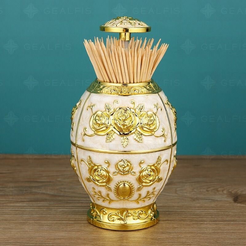 Подставка для зубочисток яйцо золото - белый