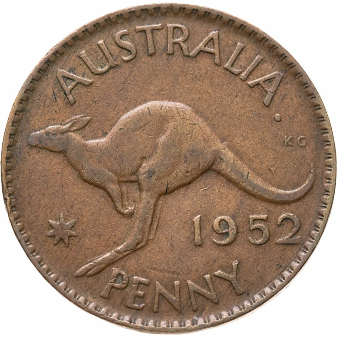 Австралия 1 пенни penny 1952 Точка после "AUSTRALIA" МД Перта, Бронза