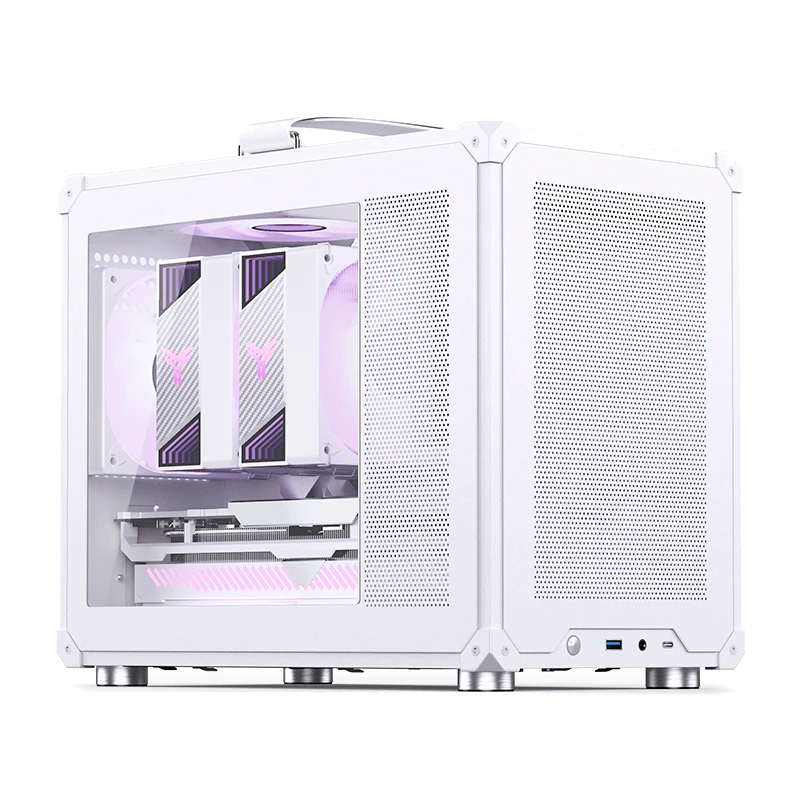 Корпус без блока Case JONSBO C6 MAX Handle, Mini-Tower, TG, no fan, 1xUSB-A 3.0 + 1xUSB-C 3.1, mATX, mITX White