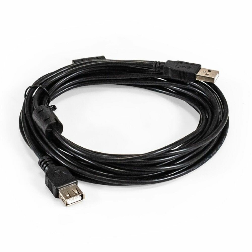 Exegate EX294765RUS Удлинитель USB 2.0 ExeGate EX-CCF-USB2-AMAF-5.0F Am-Af, позолоченные контакты, ферритовые кольца, 5м