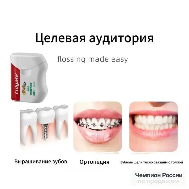 Зубная нить Colgate Total Professional для здоровья десен 50 метров
