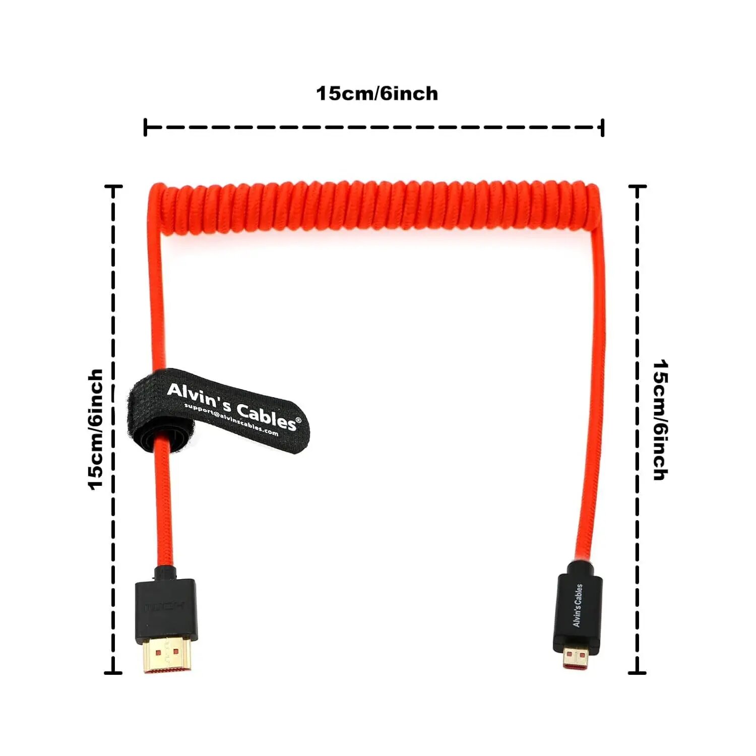 Красный Micro HDMI - HDMI кабель Alvin's Cables 15см