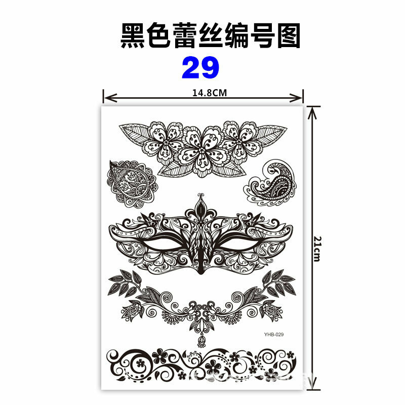 Временные татуировки черной хной в европейском и американском стиле, высококачественные, водостойкие и модные временные татуировки для рук и ног.