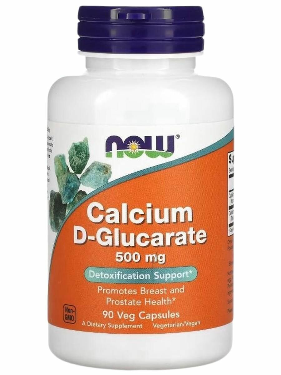 D-глюкарат кальция, NOW Foods, 500 мг, 90 растительных капсул