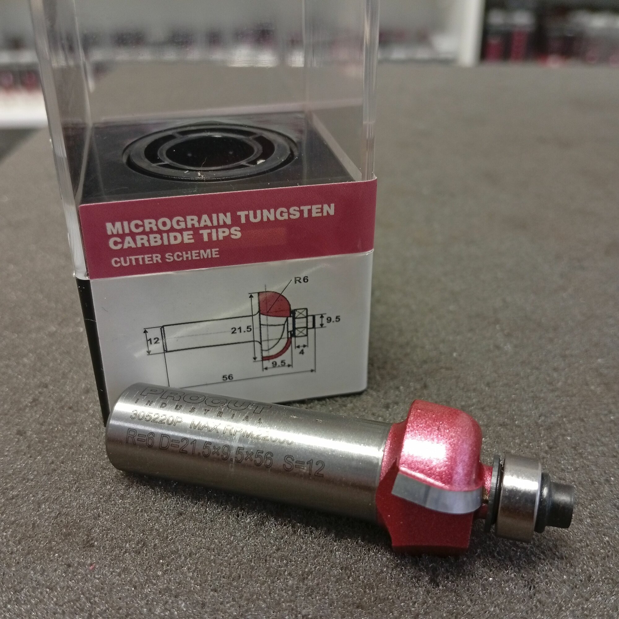 Фреза внешний радиус R 6 мм"Галтель" (нижний подшипник) ( проф. серия) Z 2 D 21.5x9.5x60 S 12 PROCUT