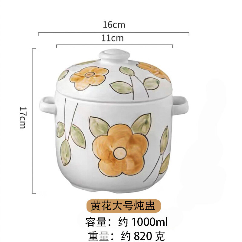 Керамическая кастрюля для тушения на одного человека с крышкой, кастрюля для тушения, миска для приготовления супов и десертов на пару, глиняный горшок, водонепроницаемая кастрюля для домашнего использования.