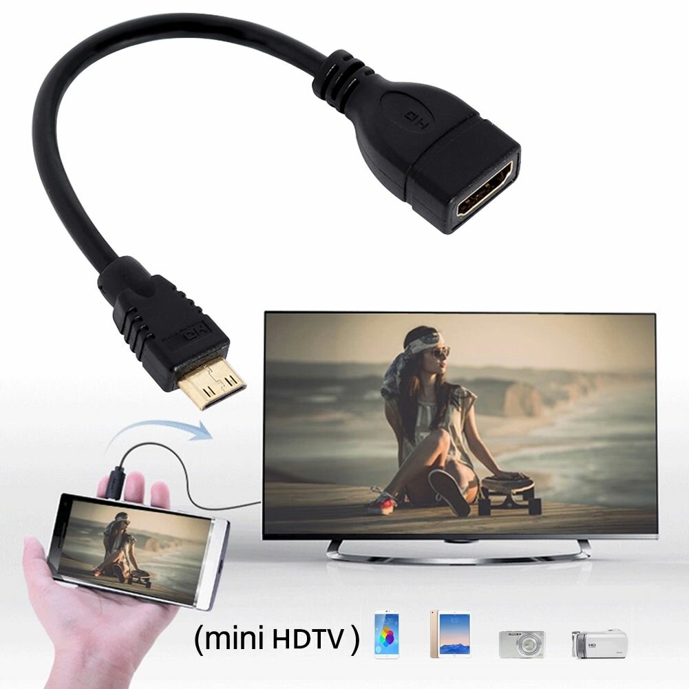 Кабель-переходник HDMI мама на mini-HDMI папа , длина 23 см