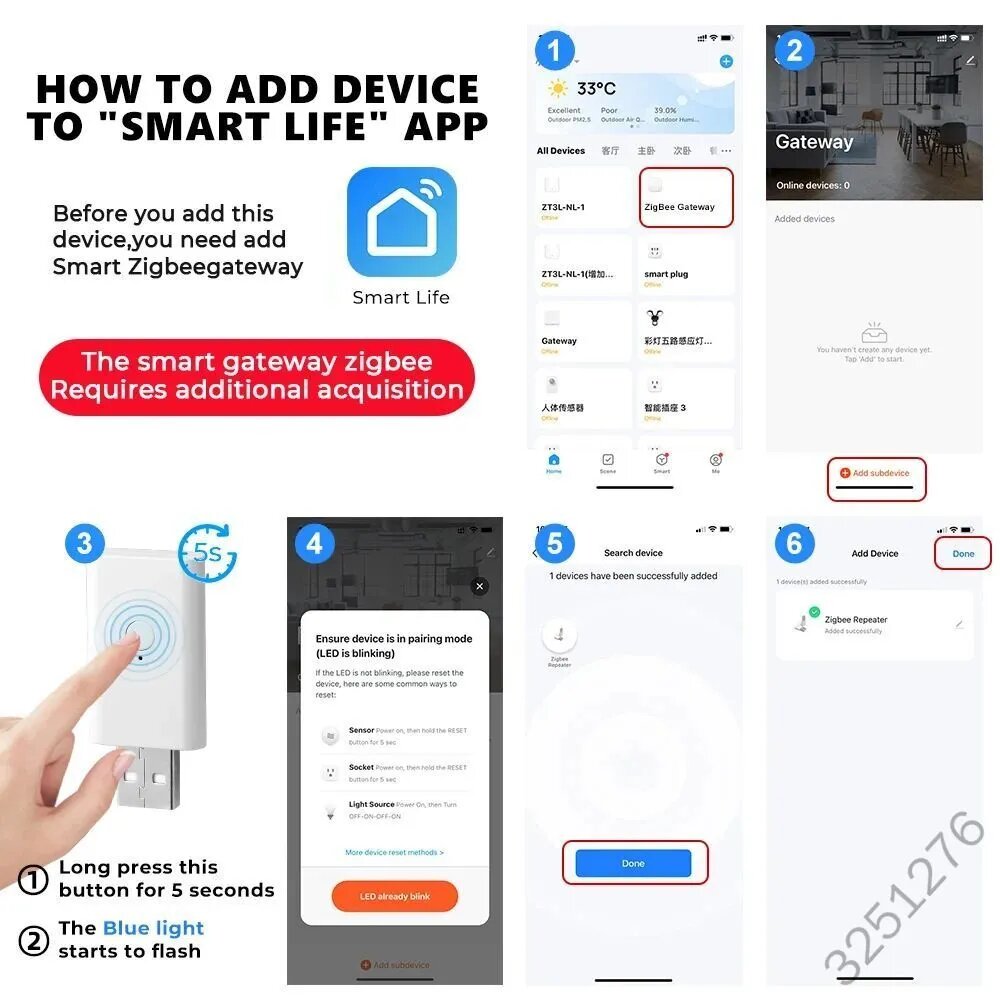 Tuya ZigBee Signal Repeater Amplifier USB Signal Booster Smart Life App Works with Home Assistant Z2M Smart Home — фото 1