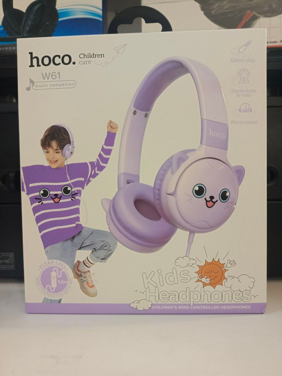 Наушники полноразмерные HOCO W61 Voice, микрофон, кнопка ответа, кабель 1.2м, цвет: фиолетовый (1/60(SPC)