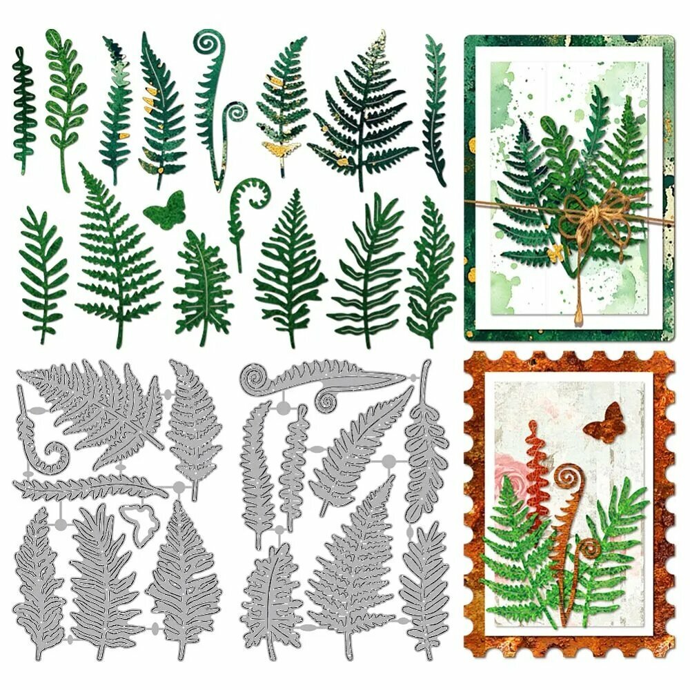 1 набор трафаретов для вырезания из углеродистой стали с изображением папоротника, скрапбукинг, фотоальбом, декоративная бумага для тиснения, листок для открытки 110x160x0,8 мм