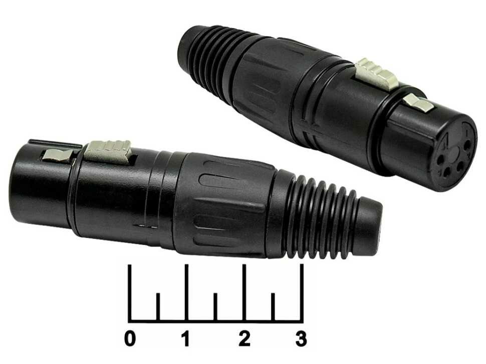Разъем XLR гнездо 4 контакта металл черный