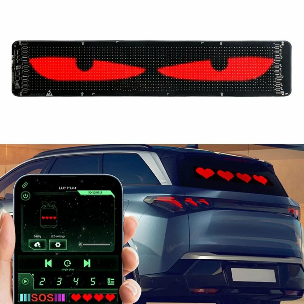 Гибкий светодиодный экран для авто с Bluetooth и приложением, 96x16