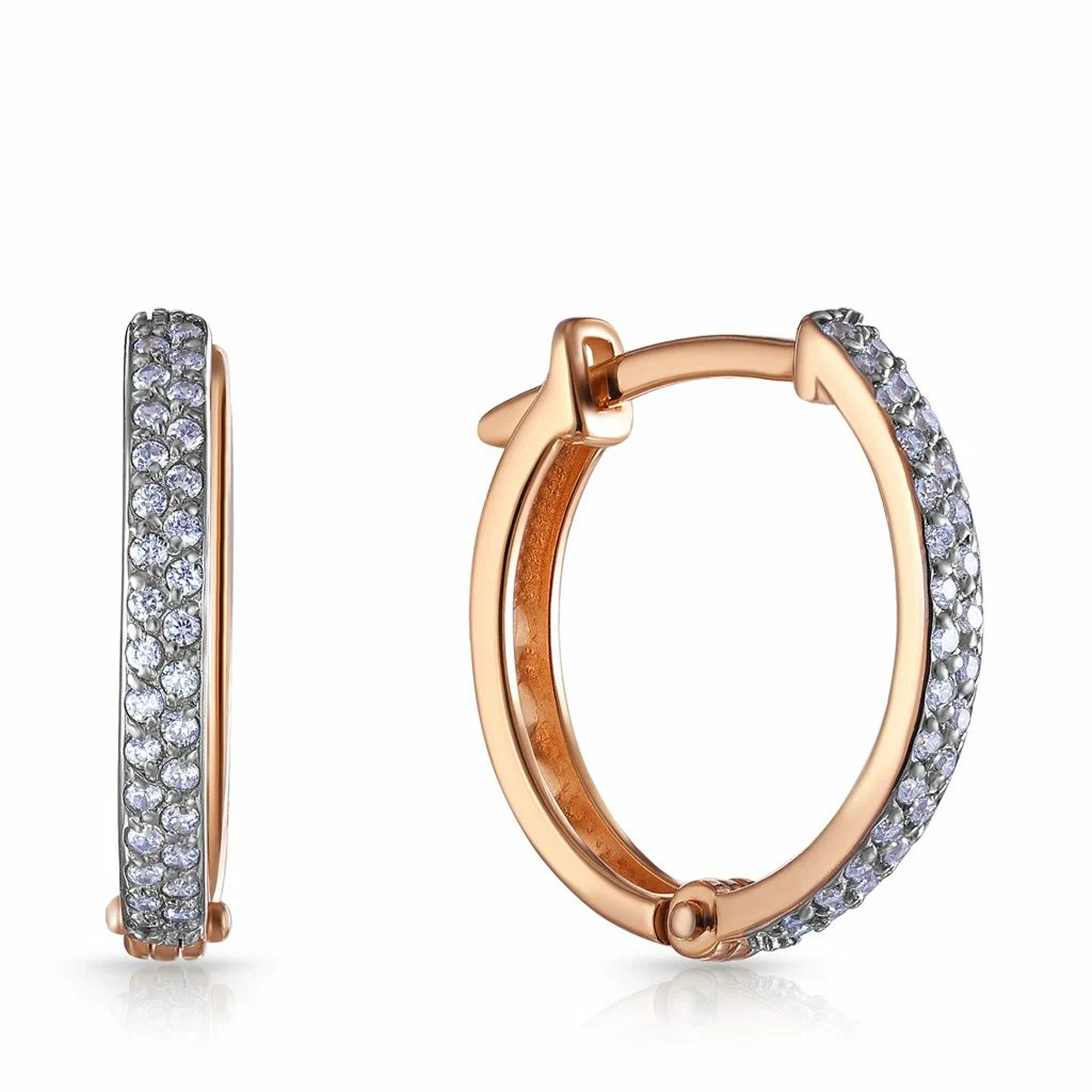 Серьги конго, красное золото, 585 проба, фианит