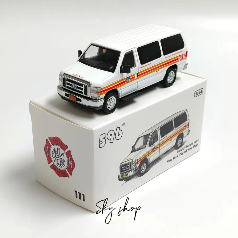 Машинка 596 Model 1:64 Ford E-Series Vans New York City NY Fire Dept