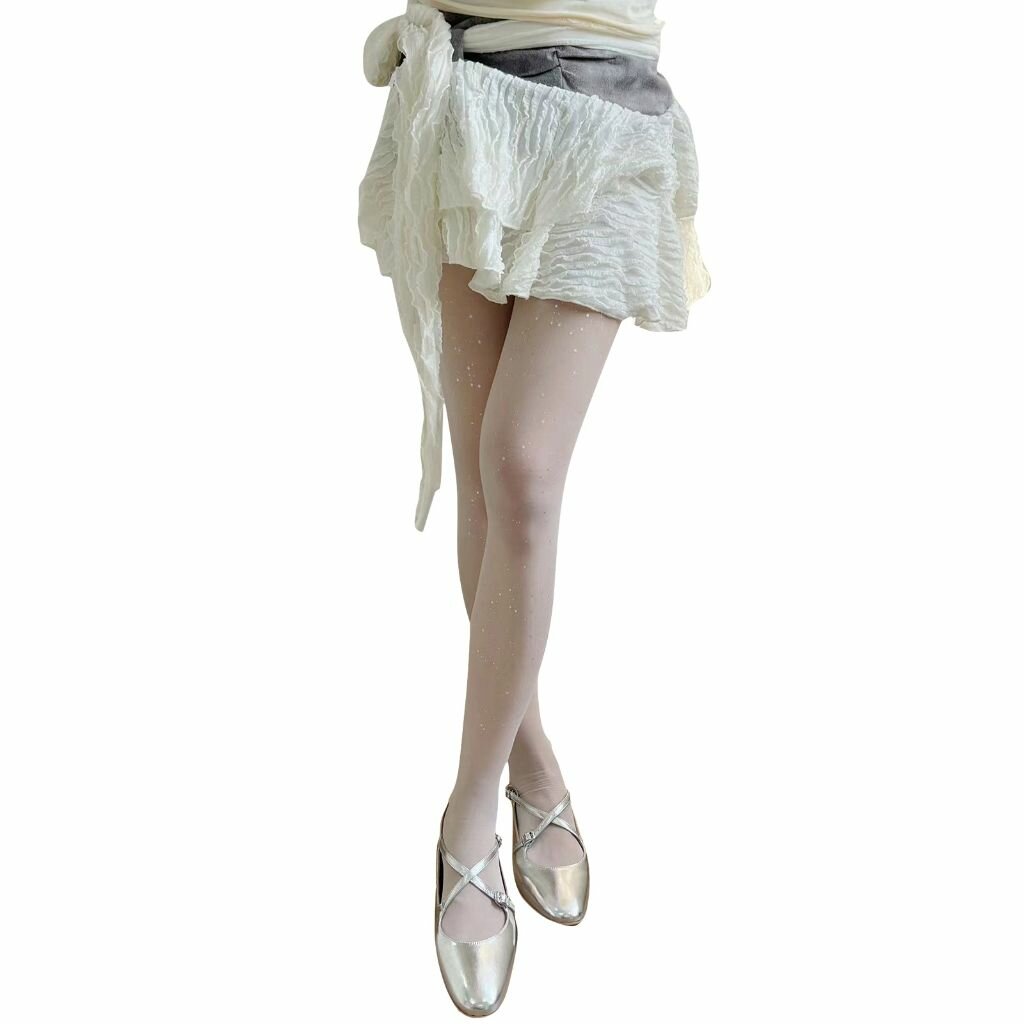 Блестящие чулки в балетном стиле-белые