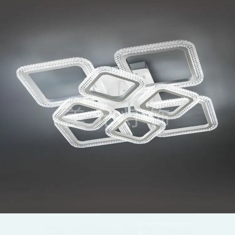 LED потолочный светильник 300 Вт+, 8 ламп, квадратный, акрил/металл, для спальни/столовой/детской, 10–15 м², голос/пульт/кнопка, энергосберегающий, защита глаз