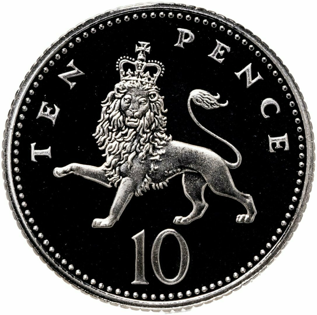 Великобритания 10 пенсов pence 1999, Мельхиор медь-никель 925, в сохранности Proof