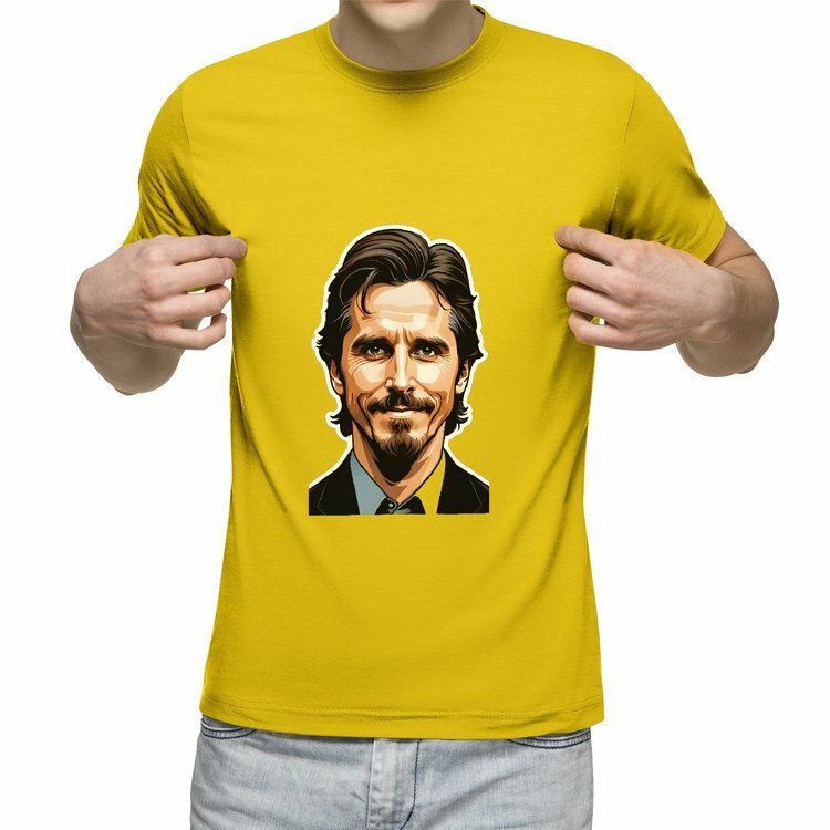 Мужская футболка «Кристиан Бейл 3» (желтый, S)