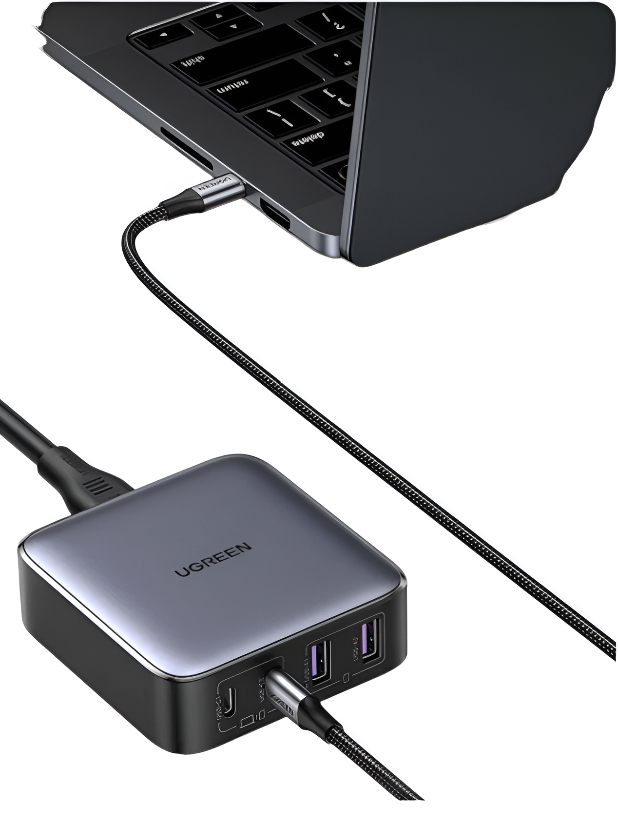 Сетевое зарядное устройство Ugreen CD327, 2хUSB-A + 2х USB-C, 65W, GaN цвет серый CN