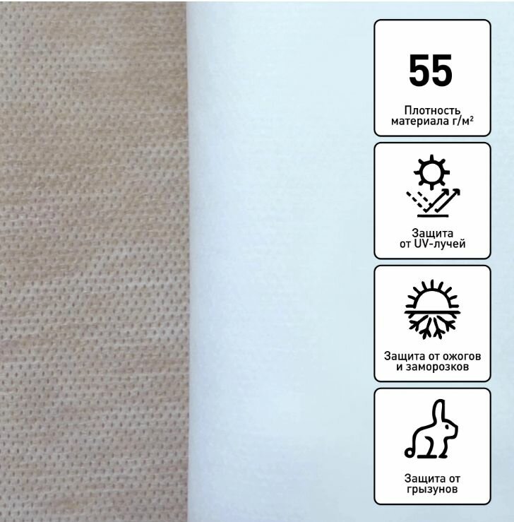 Бинт садовый с УФ 55 г/м2 0,08х15 м белый Агротекс Сад