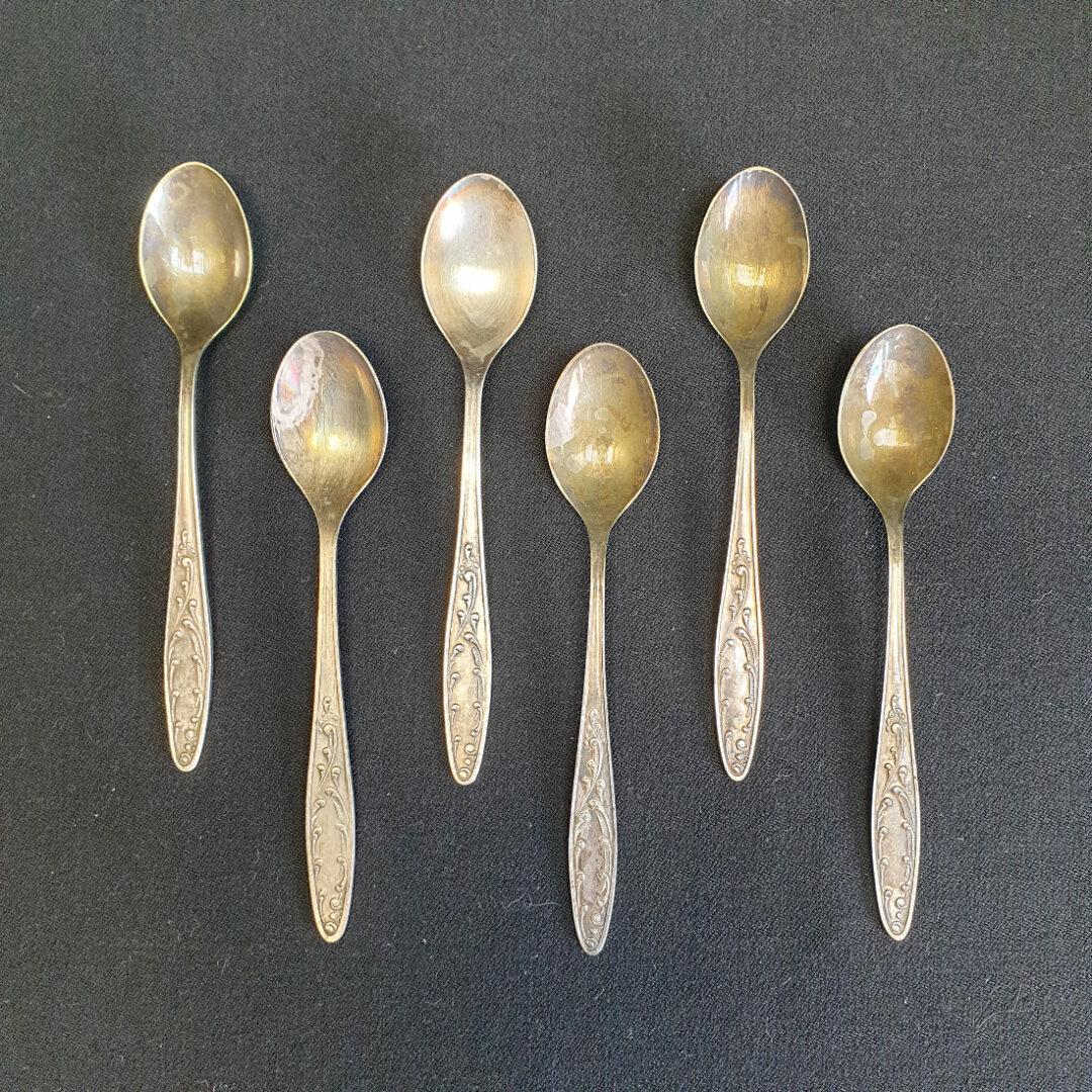 Набор чайных ложек "Пламя", 6 шт, МНЦ, Кольчугинский завод, СССР