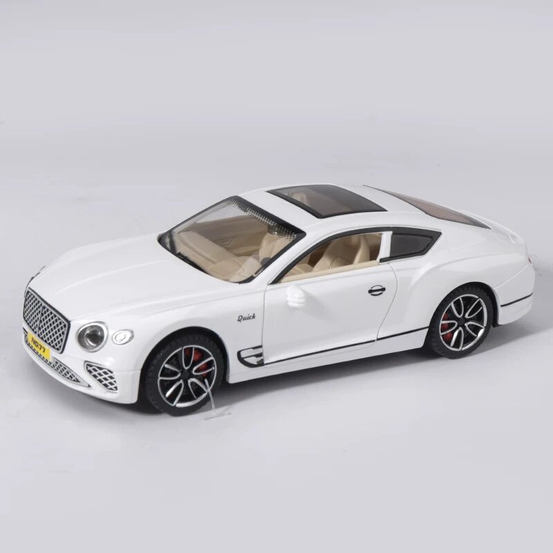 Белый масштабный автомобиль Bentley с четырехдверным механизмом, звуковыми и световыми эффектами - коллекционная игрушка