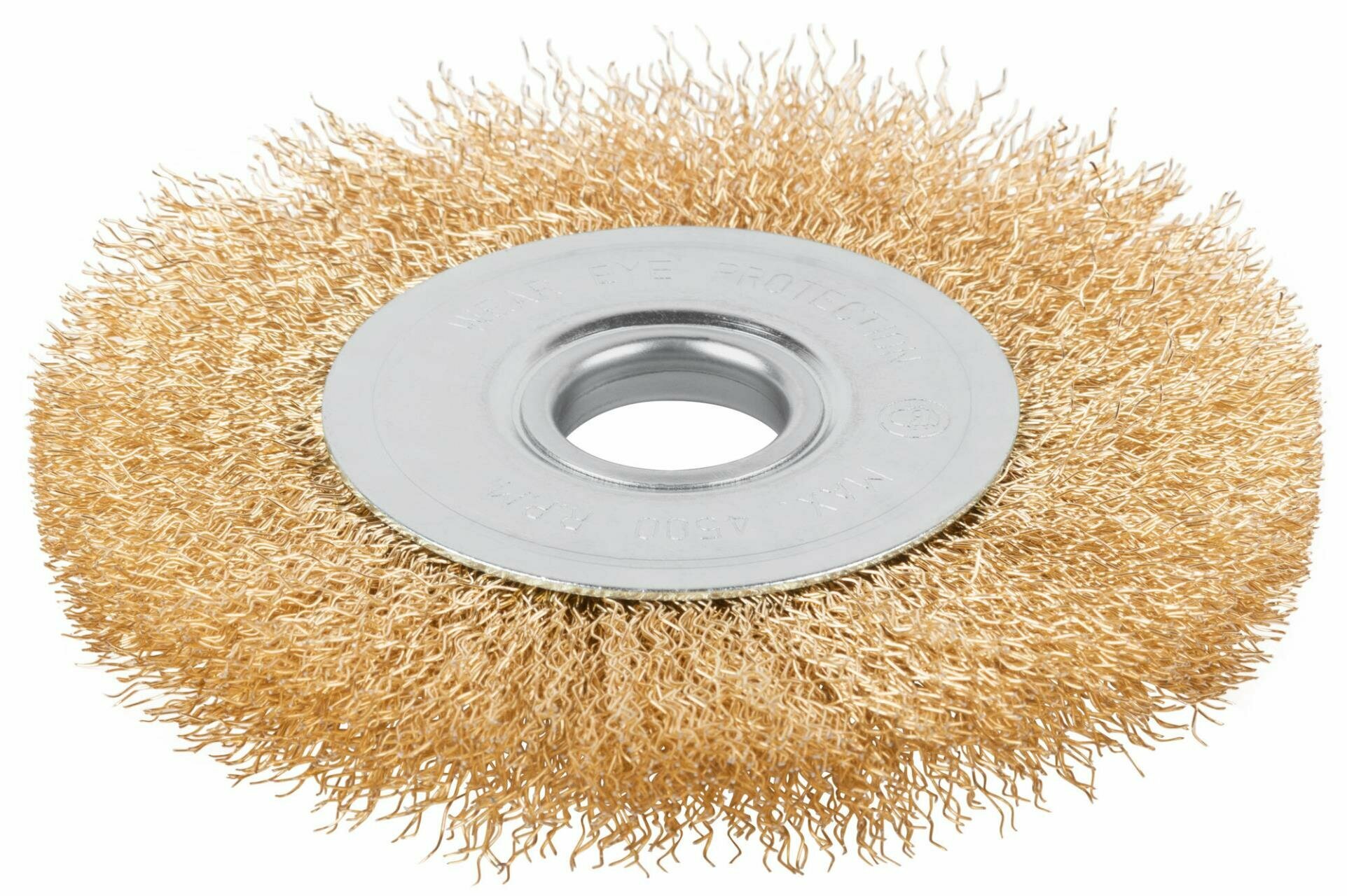 Щетка для УШМ, посадка 22,2 мм, тип "Плоская", латун. витая проволока 0,3 мм, 125 мм, блистер, CUTOP