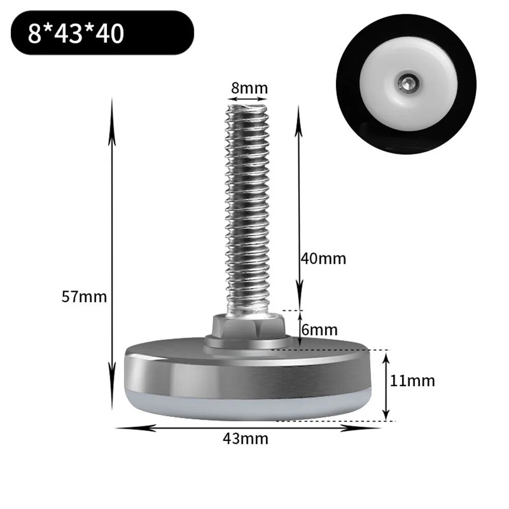 Регулируемые опоры M8x40mm, 43mm Dia, 4шт