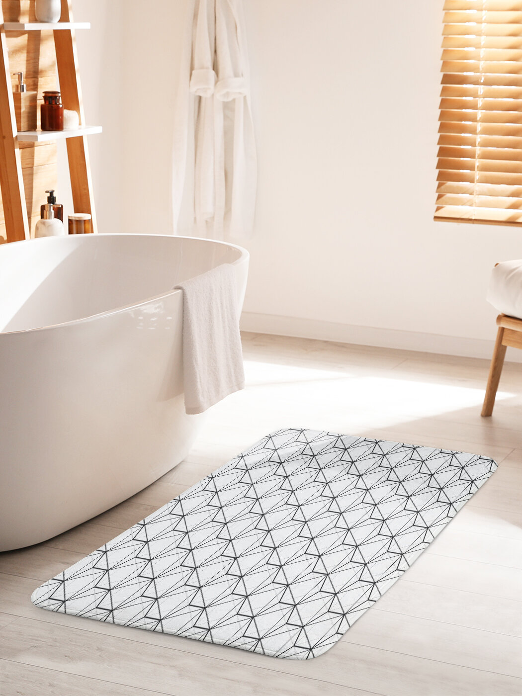 Коврик для ванной комнаты и туалета противоскользящий "Геометрическая лапка" 60х100 см, JoyArty