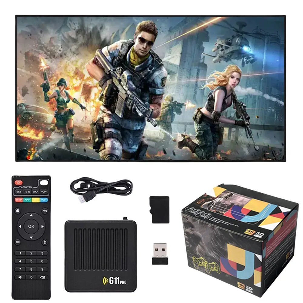 Игровая приставка G11 Pro Retro с поддержкой 4K HDMI и двумя беспроводными геймпадами 2.4 ГГц