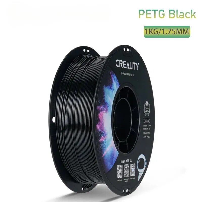 Creality PETG Black пластик для 3D-принтера, 1 кг, диаметр 1.75 мм, для смелых идей