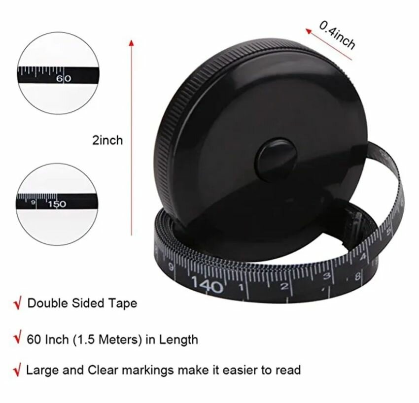 1,5 м черная линейка, мини-рулетка для измерения груди, рулетка для измерения ИМТ,
