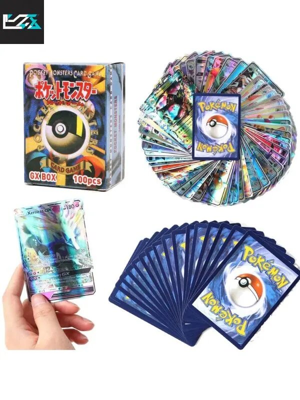 100 штук карточек покемонов из коллекции Пикачу, Pokemon cards100GX