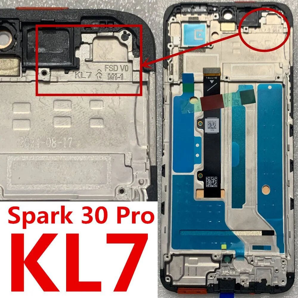 Дисплей(экран) для Spark 30 Pro KL7(текно спарк 30 про) в сборе с тачскрином рамкой