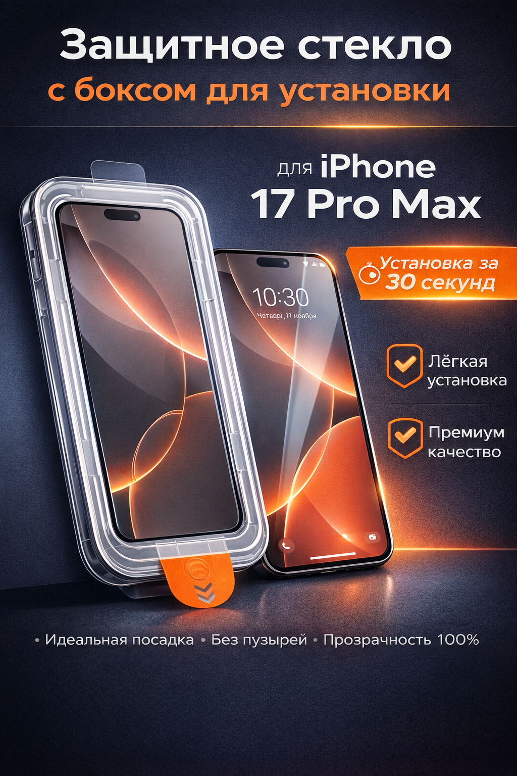 Защитное стекло c автоматической установкой для Apple iPhone 17 Pro Max