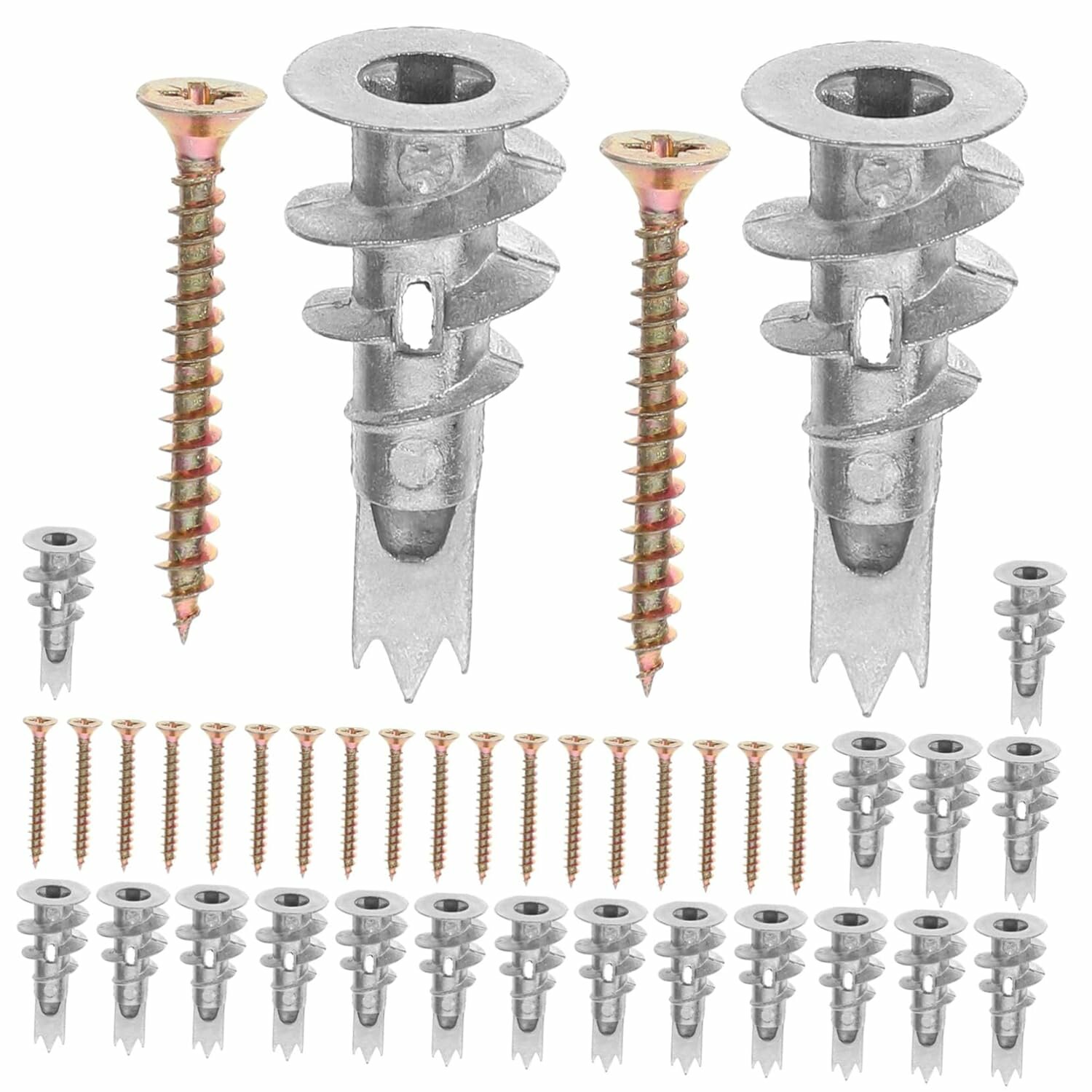 20 комплектов анкера и винтов для гипсокартона, спиральные расширительные дюбели, железные анкеры из цинкового сплава дл