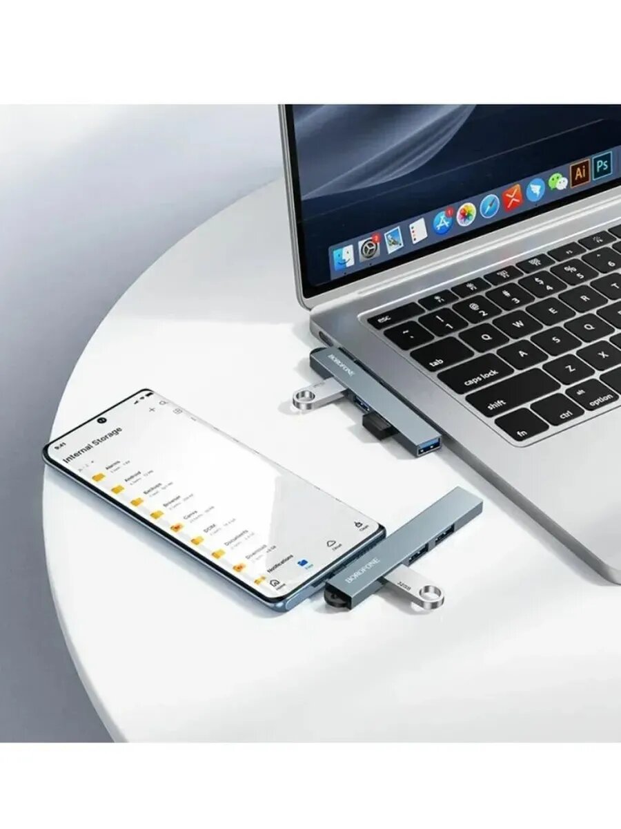 Универсальный USB-хаб с Type-C и 4 портами