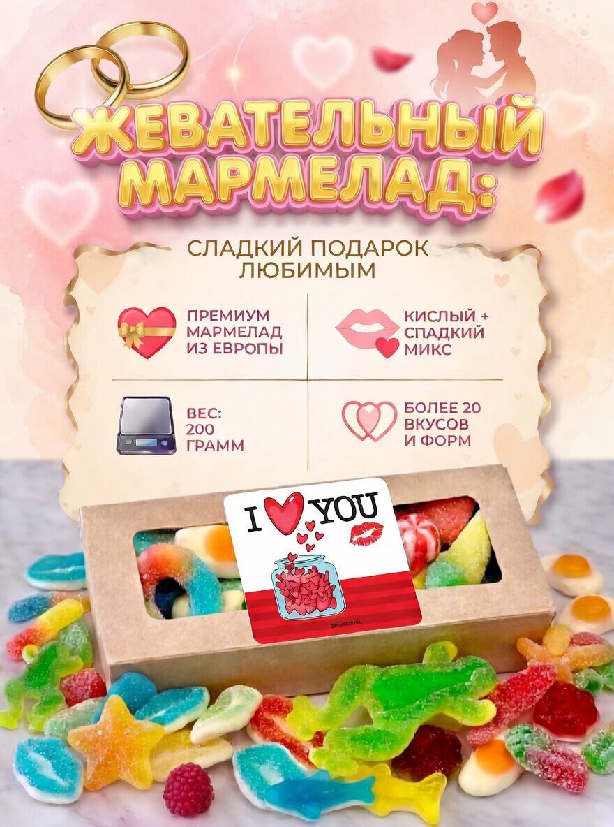 Мармелад жевательный набор подарок парню девушке из Европы 200 гр