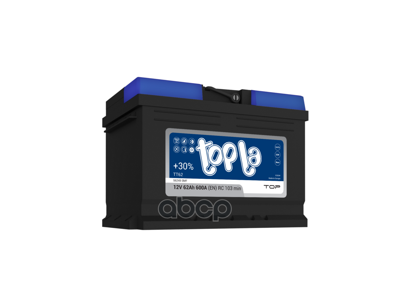 Аккумулятор TOPLA Top 62 А/ч обратный R+ 242x175x175 LB2 EN 600 А Topla арт. 1031561