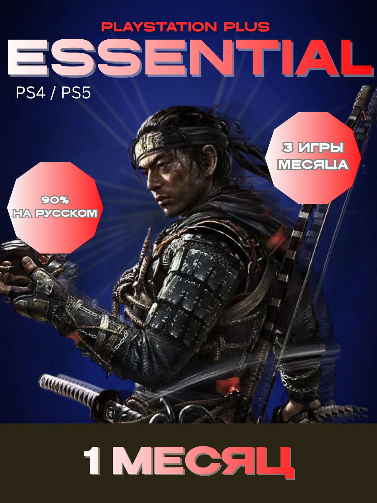 Подписка PS PLUS Essential 1 месяц для игровых консолей PS4 и PS5