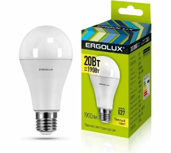 Электрическая светодиодная лампа Ergolux LED-A65-20W-E27-3K ЛОН 20Вт E27 3000K