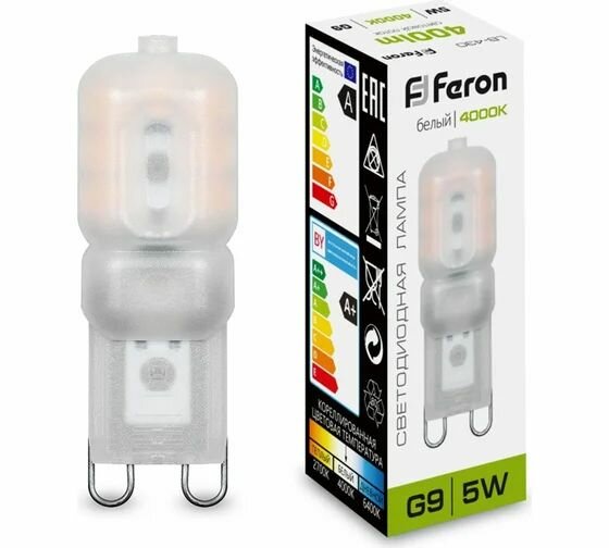 Светодиодная лампа G9 5W 4000K FERON