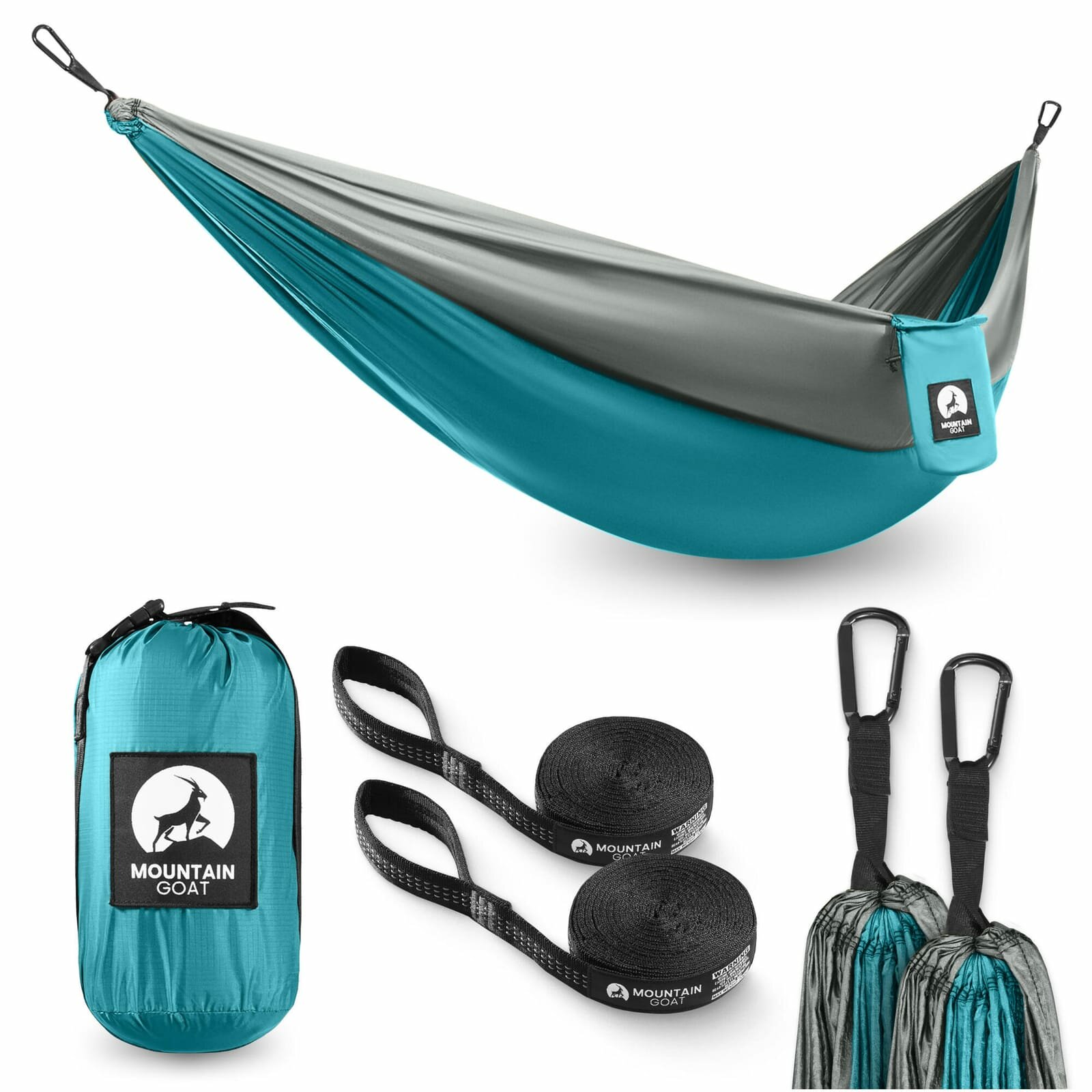 DECATHLON Туристический гамак Mountain Goat MOUNTAIN GOAT, синий/серый, 270x140 см, нагрузка 200 кг